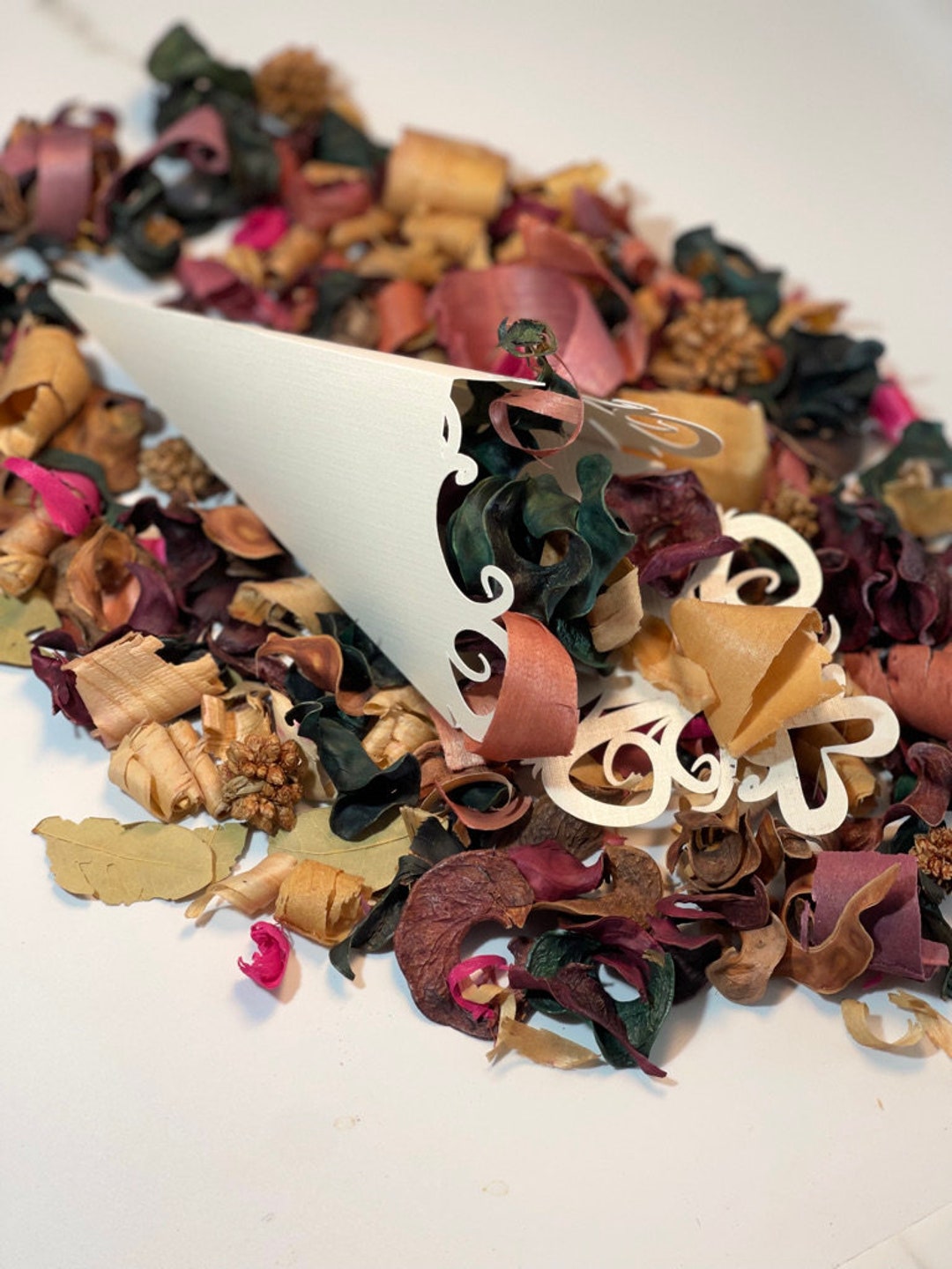 Romantic Designer Paper Cone Template for Weddings, Confetti Tossing ...