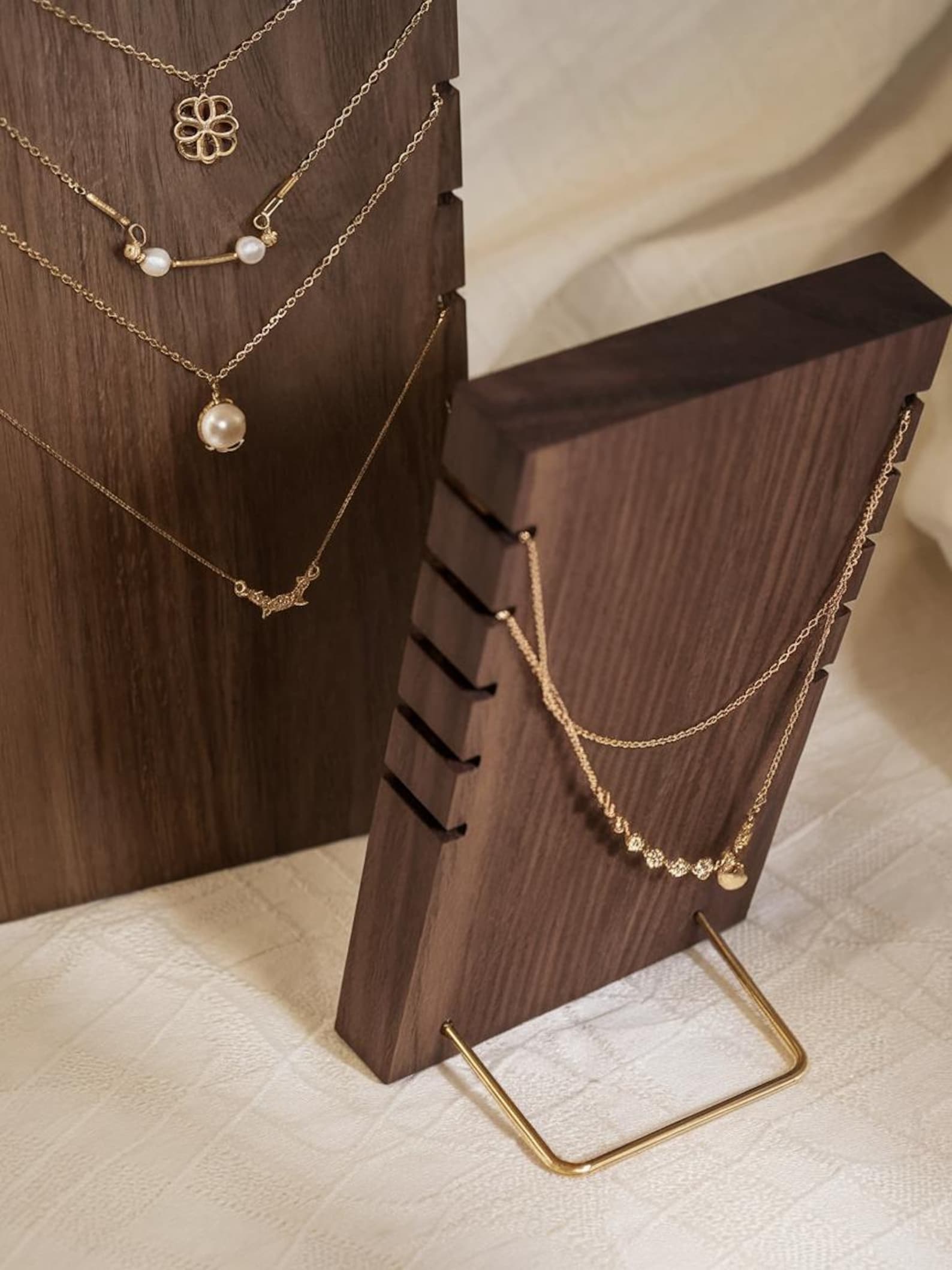 Walnut Jewelry Display Stand for Necklaces, Wooden Necklace Holder ...