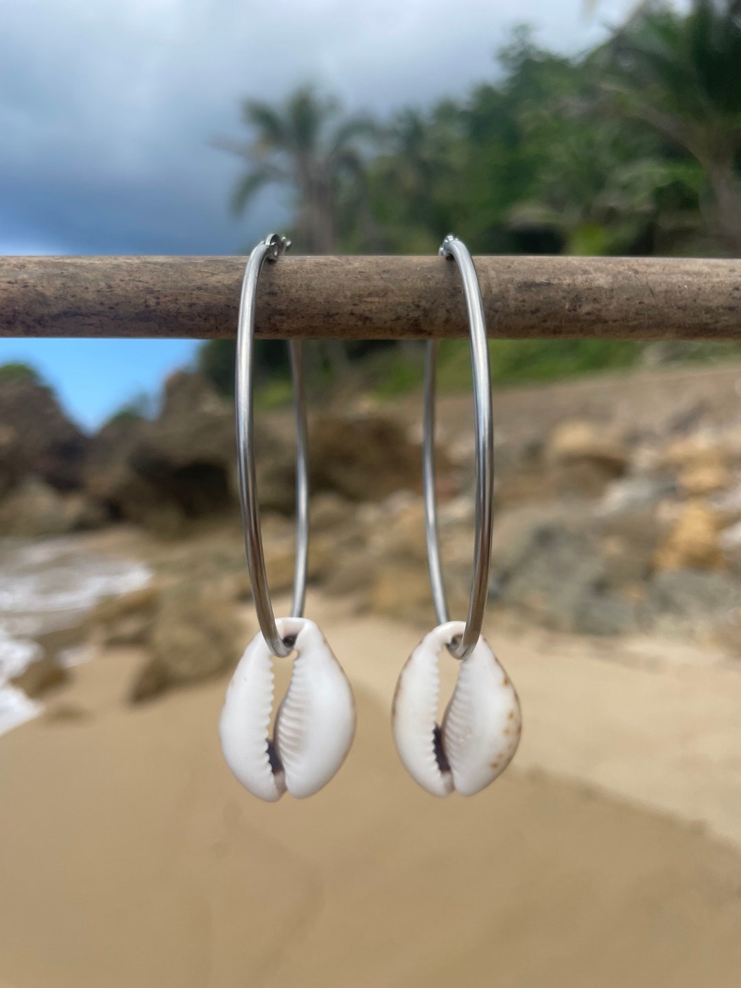 XL Sterling Silver Cowrie Shell Hoop Earrings (xtra Large) - Etsy