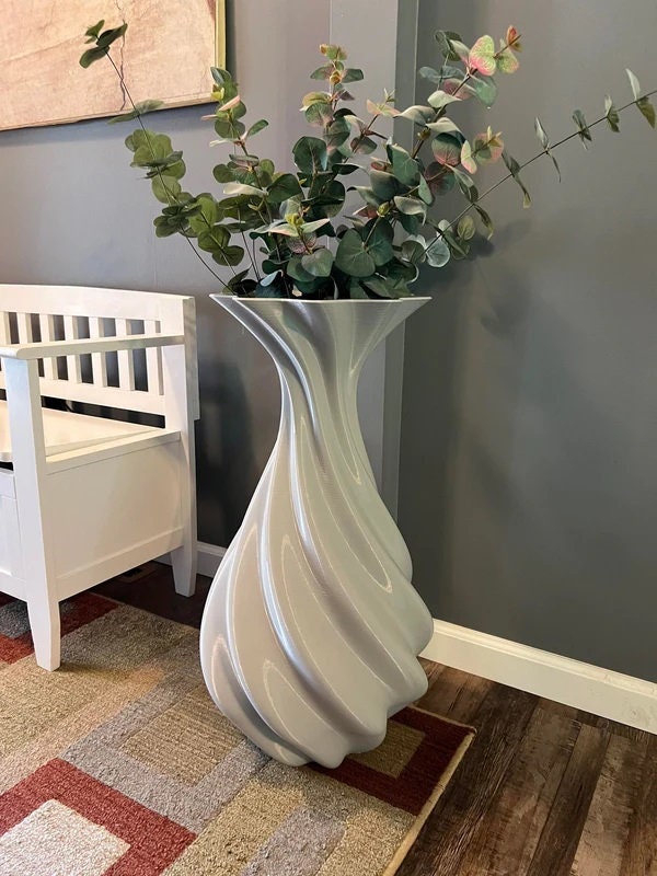 Tall Floor Vase Decorative Large Spiral Elegant 28 Inch Floor Vase Etsy