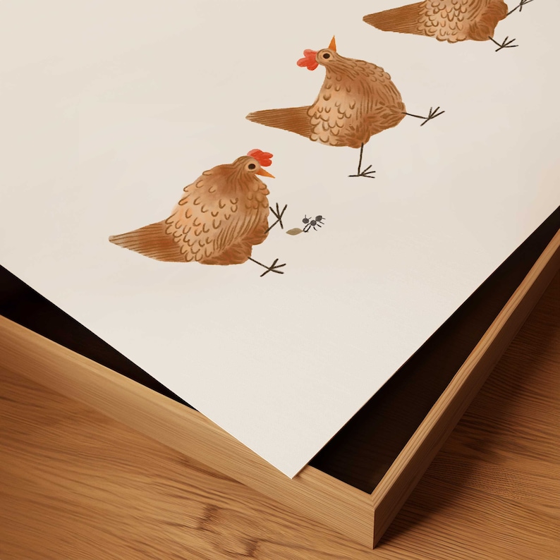 Hen Parade Child Print | Chicken Farm Wall Art | Stick Leaf Girl ...