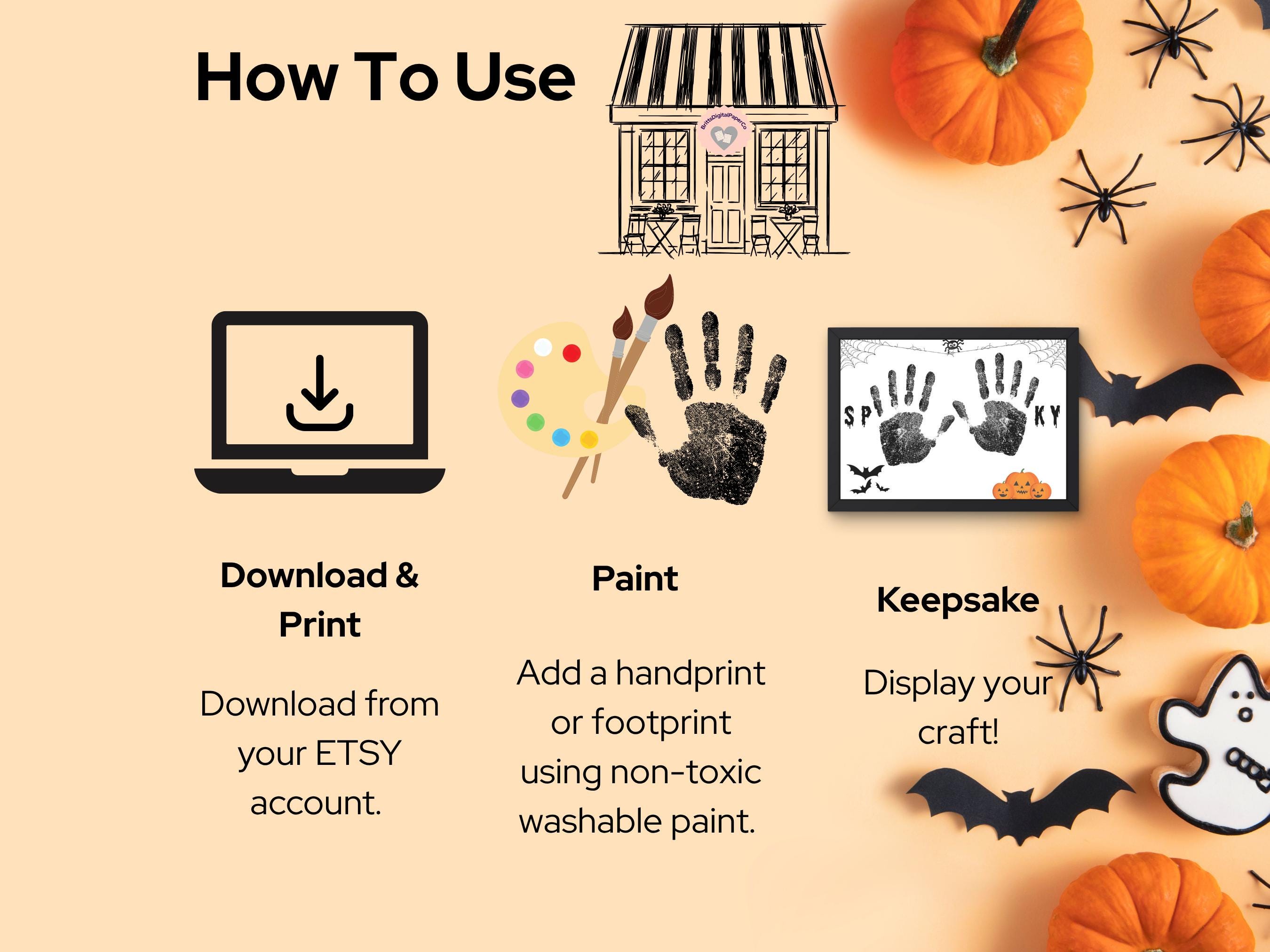 Halloween Handprint Craft, Spooky Hand Print Art, Fall Footprint Craft ...