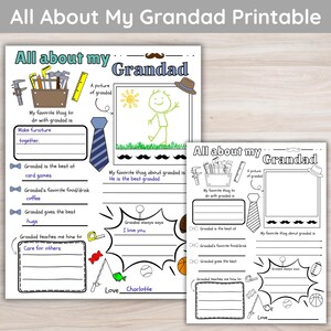 All About My Grandad Questionnaire Printable Coloring Activity, DIY ...