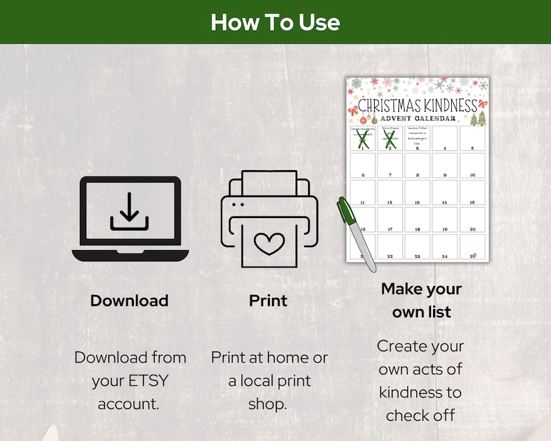 Acts of Kindness Christmas Advent Calendar for Kids and Adults ...