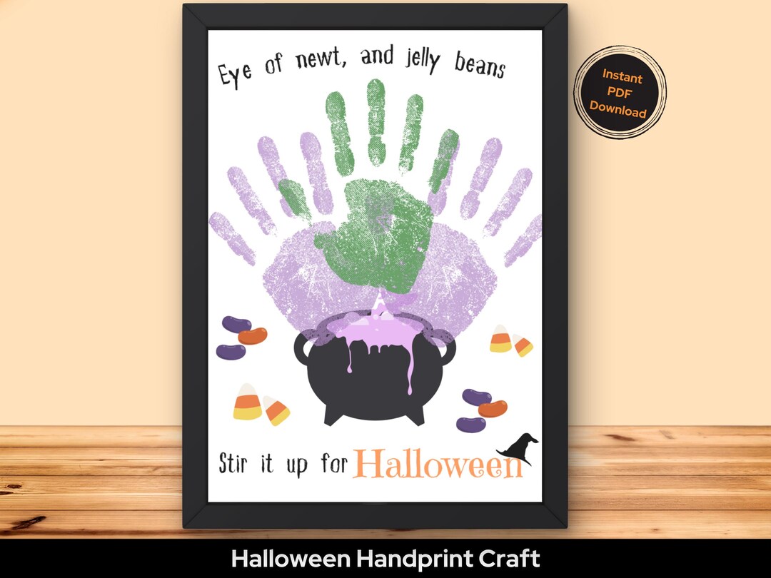 Halloween Handprint Craft, Witch's Cauldron Hand Print Art, Fall ...
