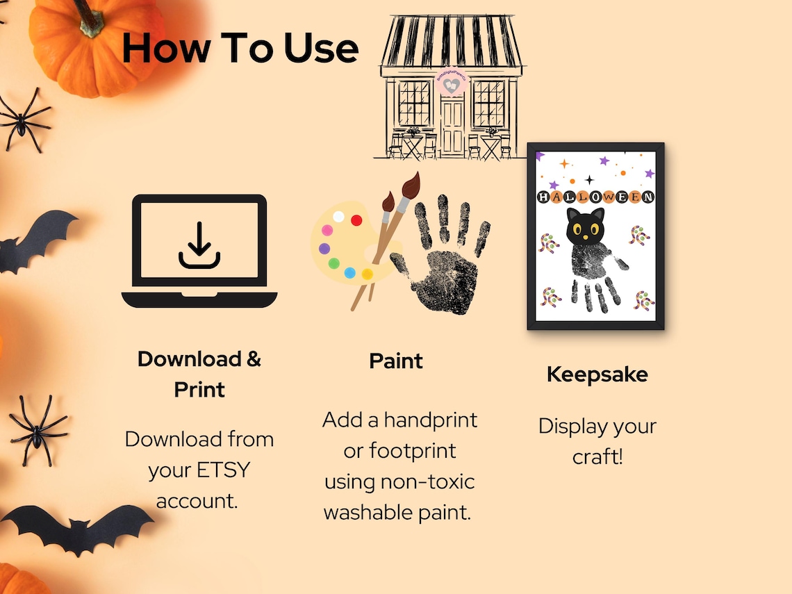Halloween Handprint Craft, Black Cat Hand Print Art, Fall Footprint ...