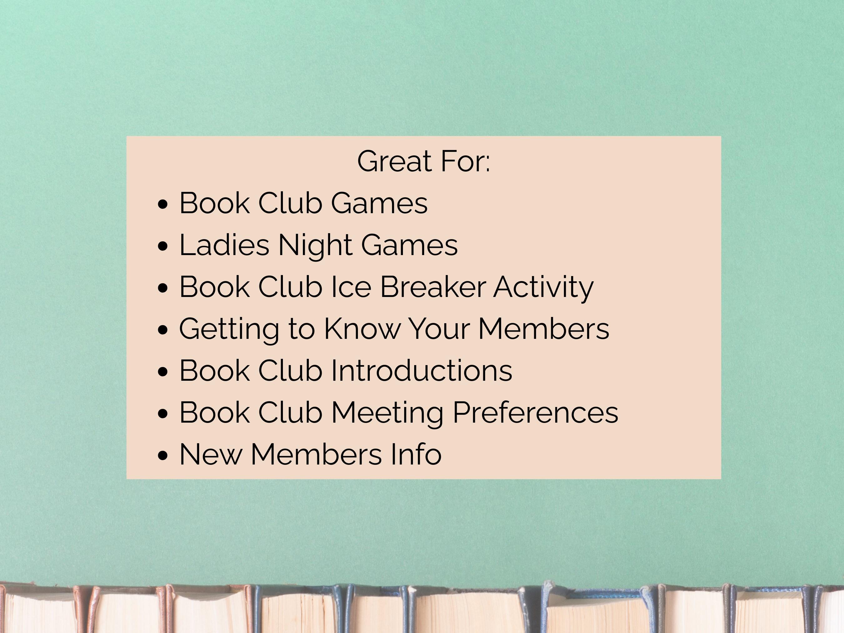 Book Club Survey Questionnaire Printable Template, Book Club Discussion ...