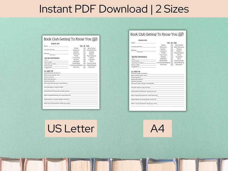 Book Club Survey Questionnaire Printable Template, Book Club Discussion ...