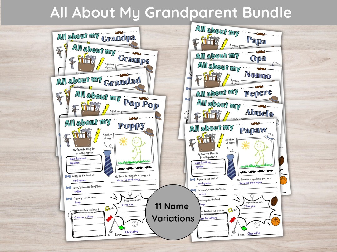 All About My Grandparent Questionnaire Printable Coloring Activity ...