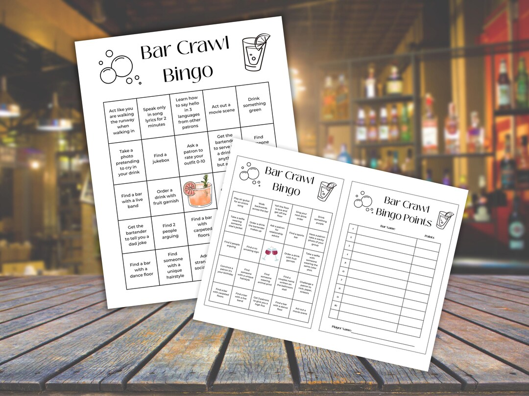 Bar Crawl Bingo Scavenger Hunt Game, Pub Crawl Activity, Adult ...