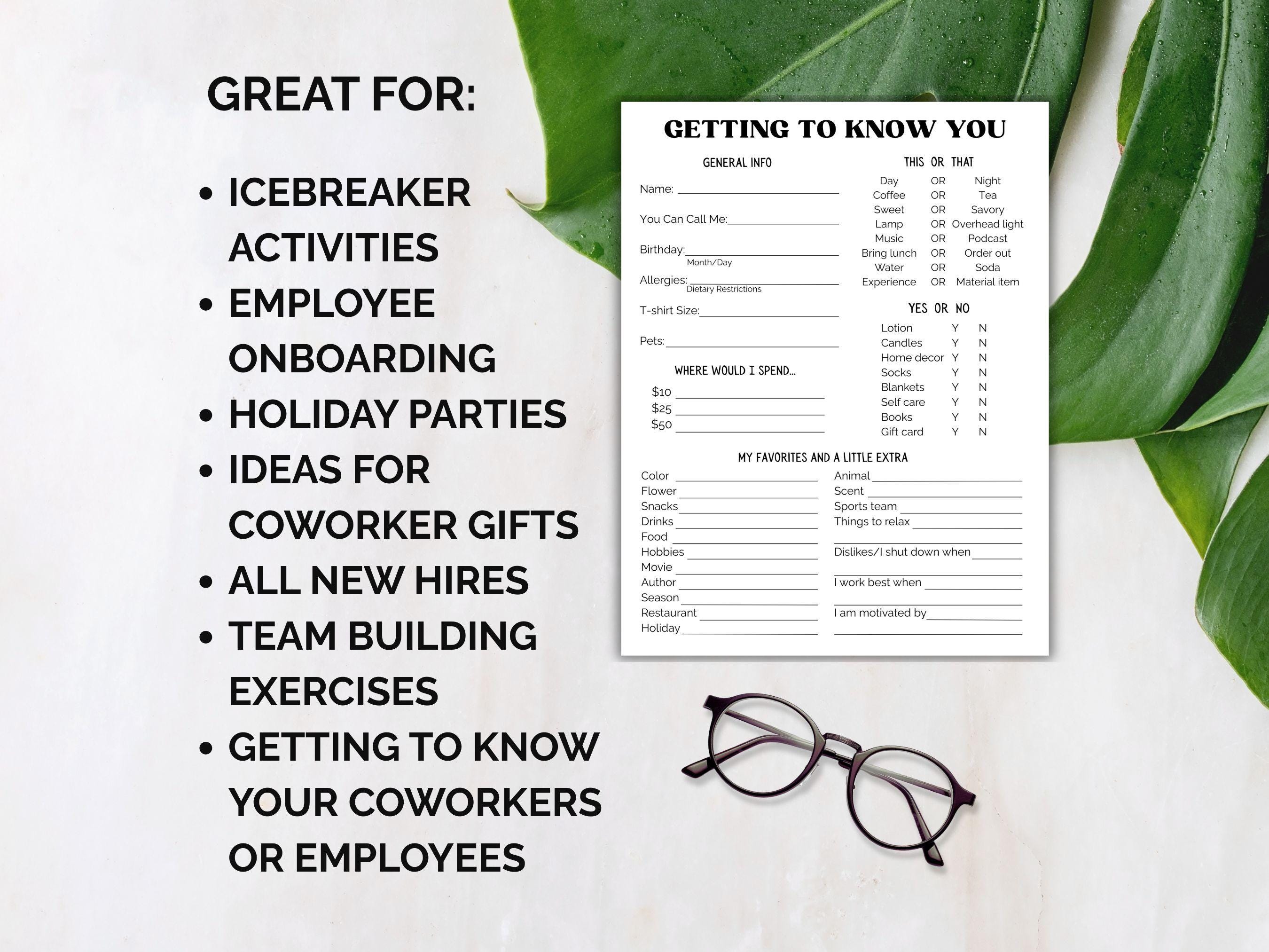 Getting to Know You, Employee Favorite Things, Team Building Get to ...