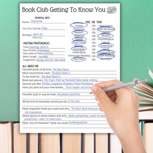 Book Club Questionnaire, Book Club Survey, Reading Group Survey, Book ...
