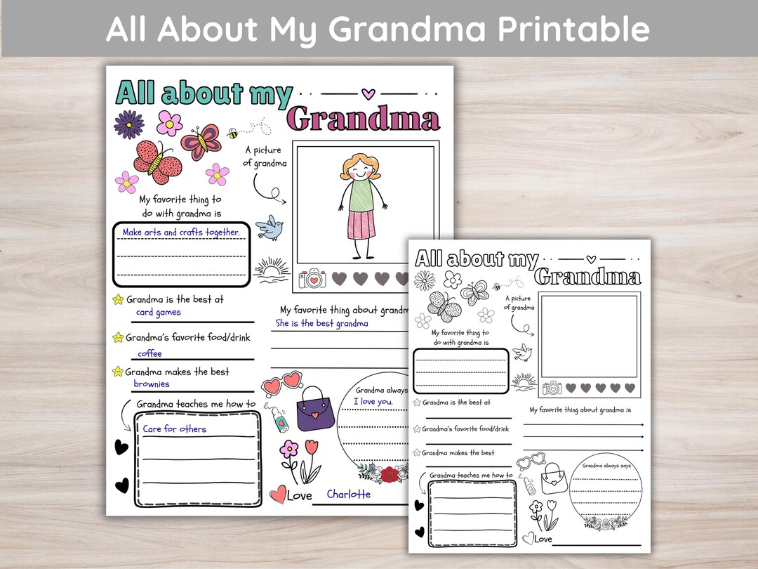 All About My Grandma Questionnaire Printable Coloring Activity, DIY ...