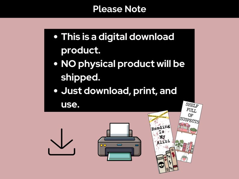 True Crime Printable Bookmarks Template, Bookish Bookmarks for Women ...