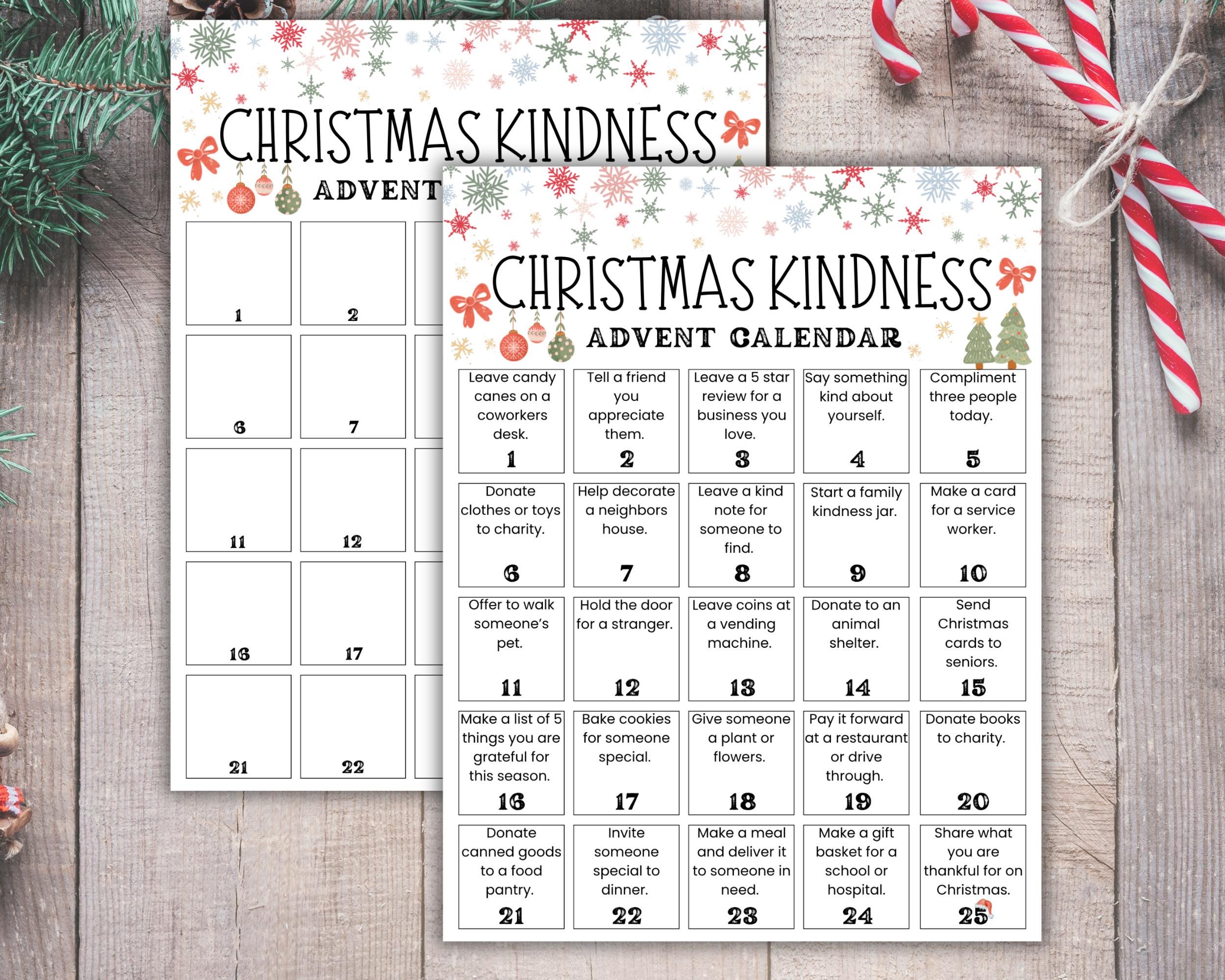 Acts of Kindness Christmas Advent Calendar for Kids and Adults ...