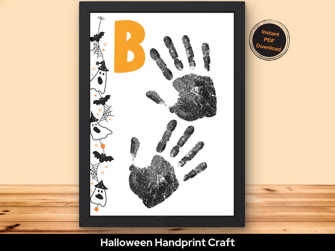 Halloween Handprint Craft, Boo Ghost Hand Print Art, Fall Footprint ...