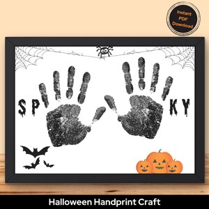 Halloween Handprint Craft, Spooky Hand Print Art, Fall Footprint Craft ...