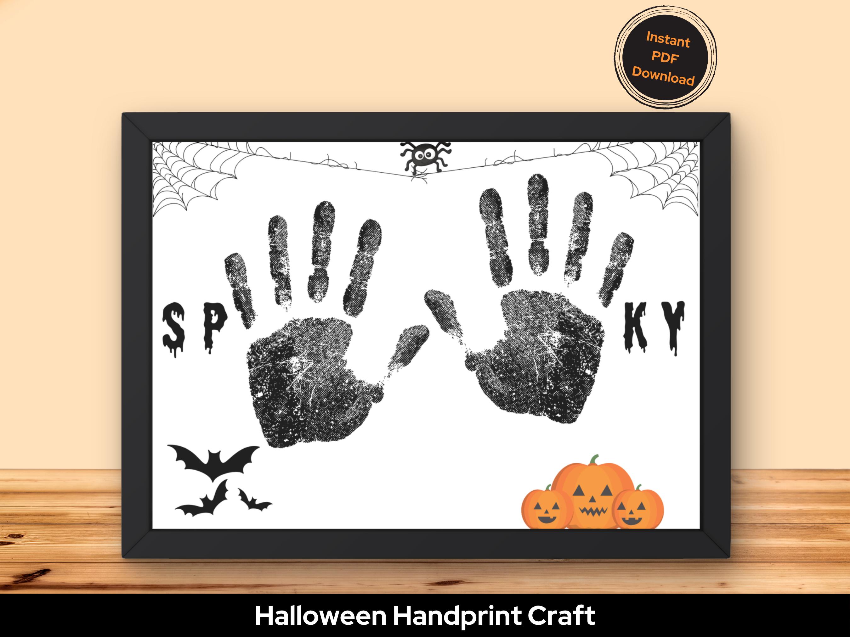 Halloween Handprint Craft, Spooky Hand Print Art, Fall Footprint Craft ...
