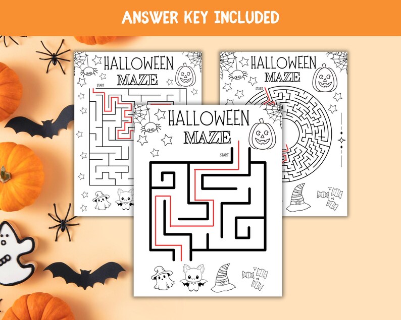 Halloween Maze Game Printable, Maze Worksheet, Kids Coloring Activities ...