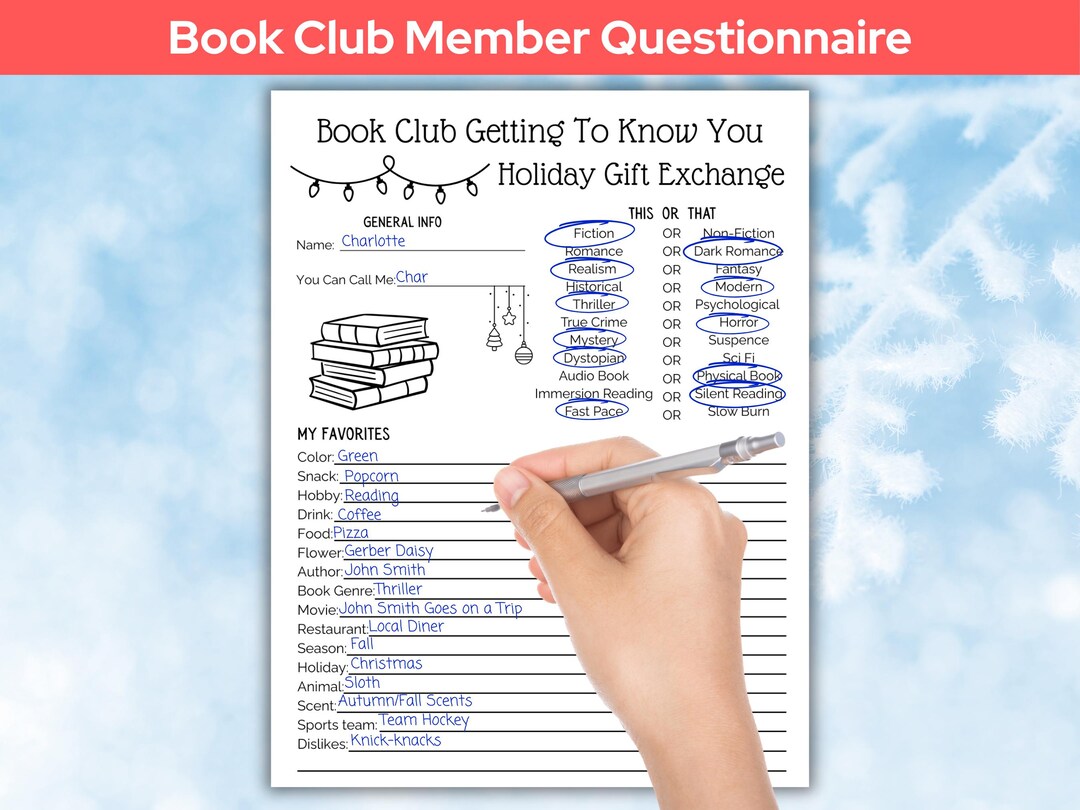 Book Club Holiday Gift Exchange Activity, Book Club Secret Santa ...