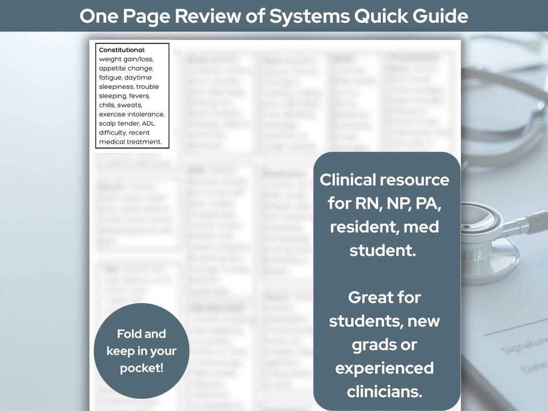 Review of Systems Template Printable, Patient Health History and ...