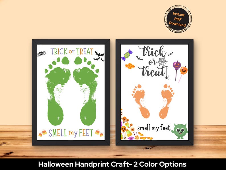 Halloween Handprint Craft, Trick or Treat Hand Print Art, Fall ...