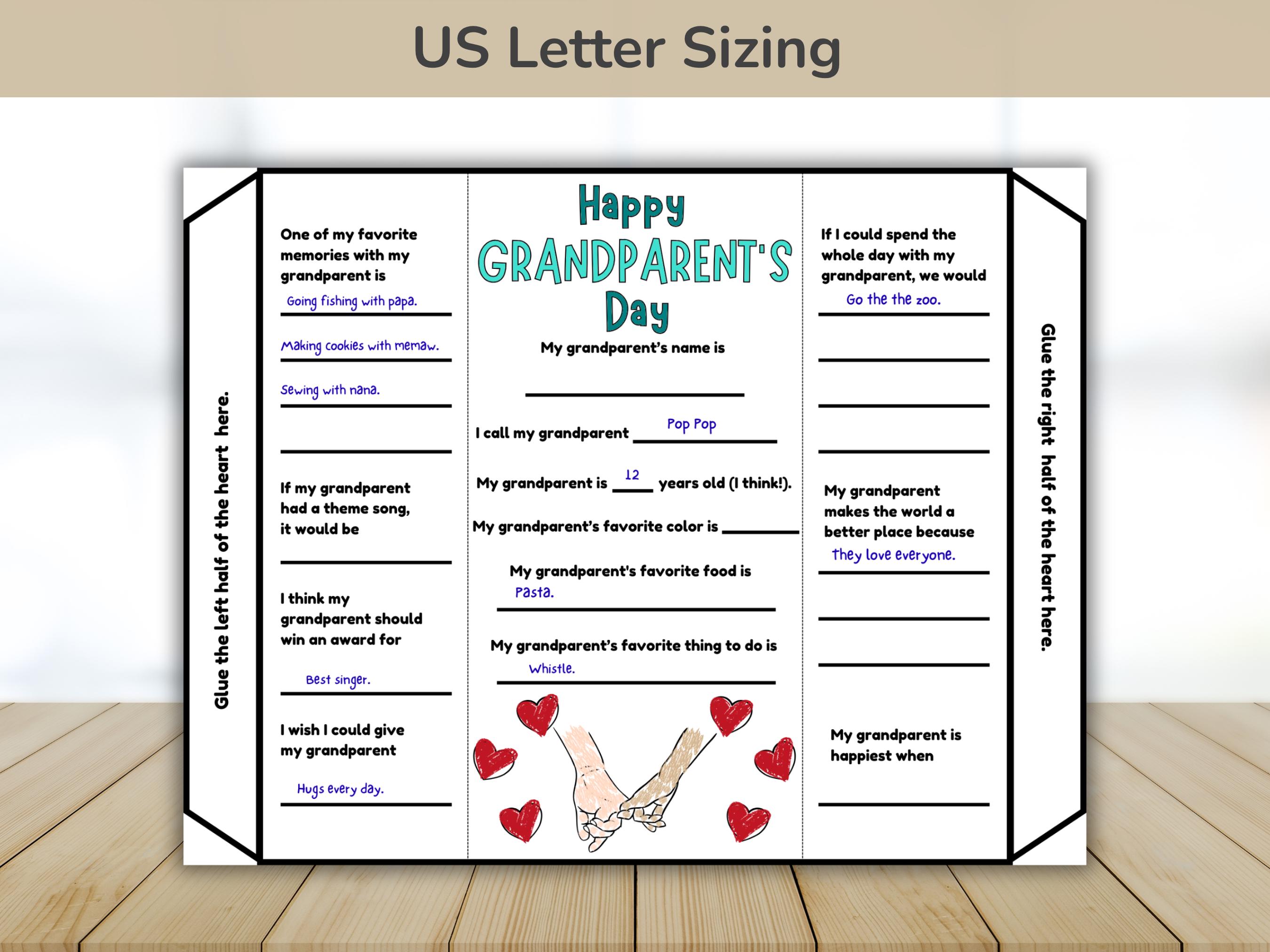Grandparents Day Paper Craft Printable, Cut and Paste Craft ...