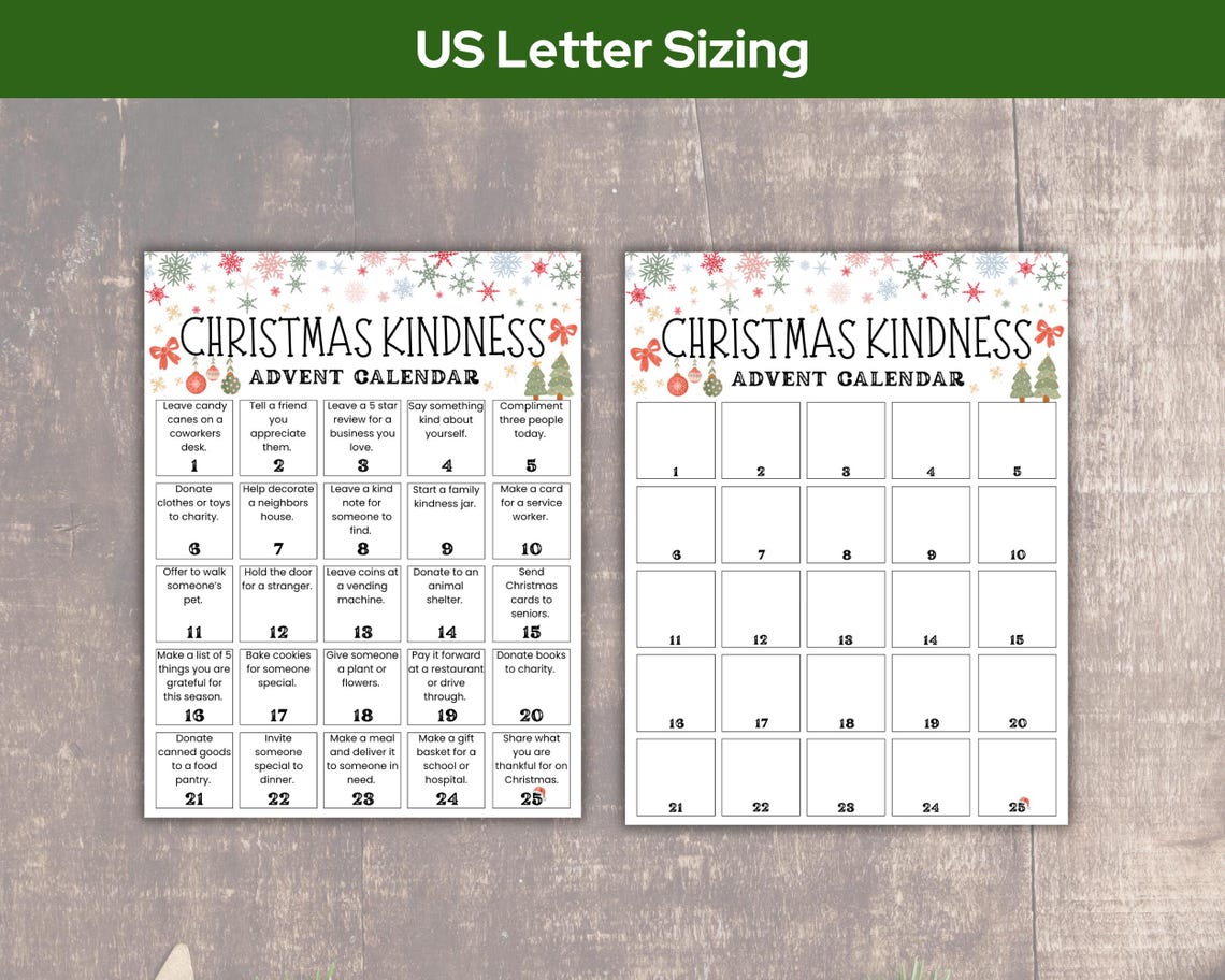 Acts of Kindness Christmas Advent Calendar for Kids and Adults ...
