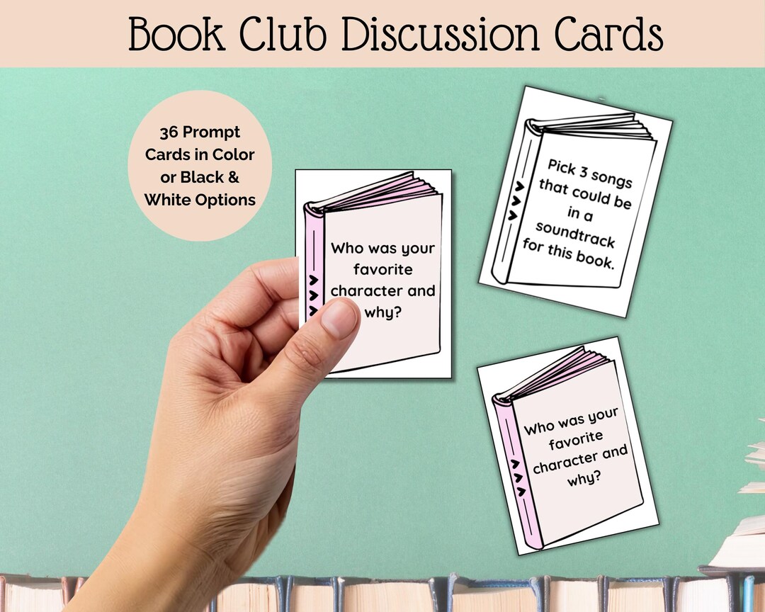 Book Club Discussion Cards With Prompts Printable, Book Club ...