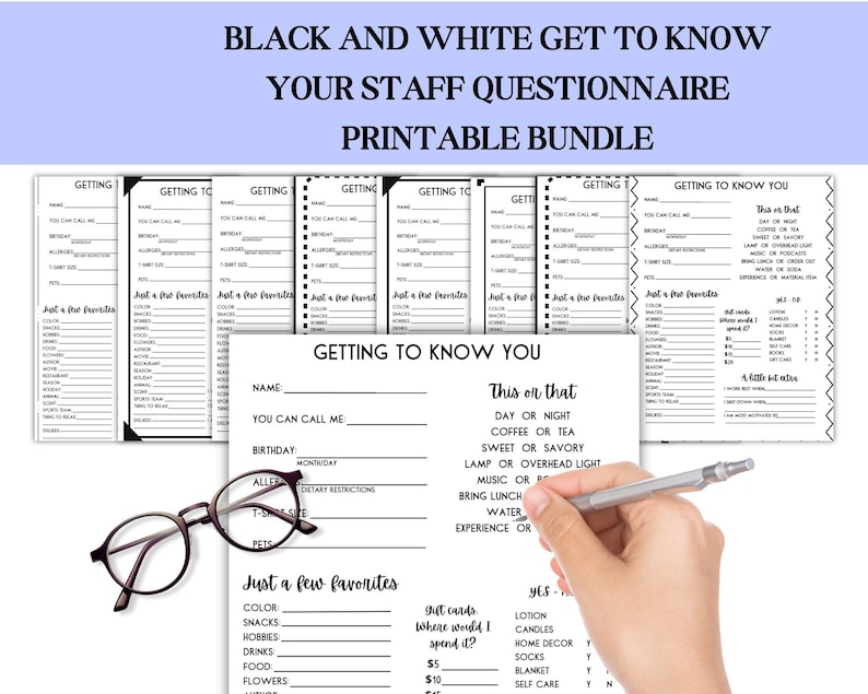 Team Building Get to Know Your Staff Questionnaire Printable, All About ...