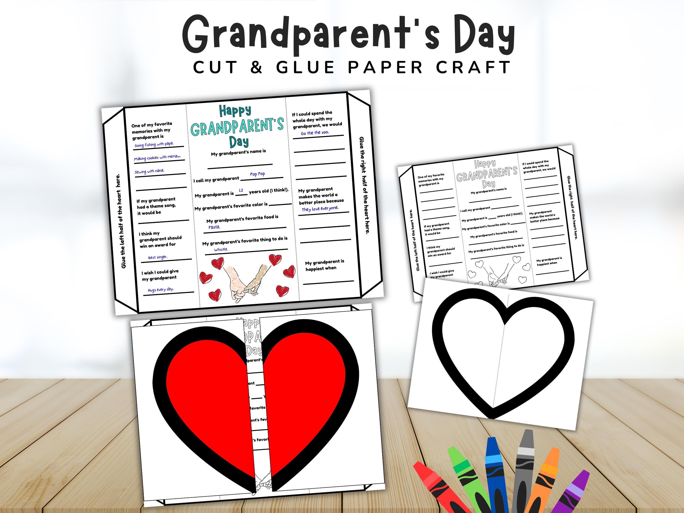 Grandparents Day Paper Craft Printable, Cut and Paste Craft ...
