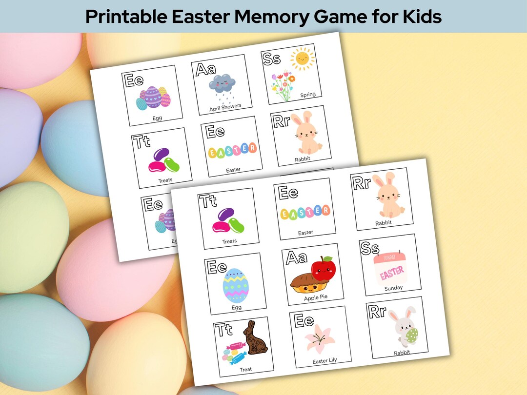 Easter Memory Game for Kids, Memory Cards, Matching Game, Easter Gift ...