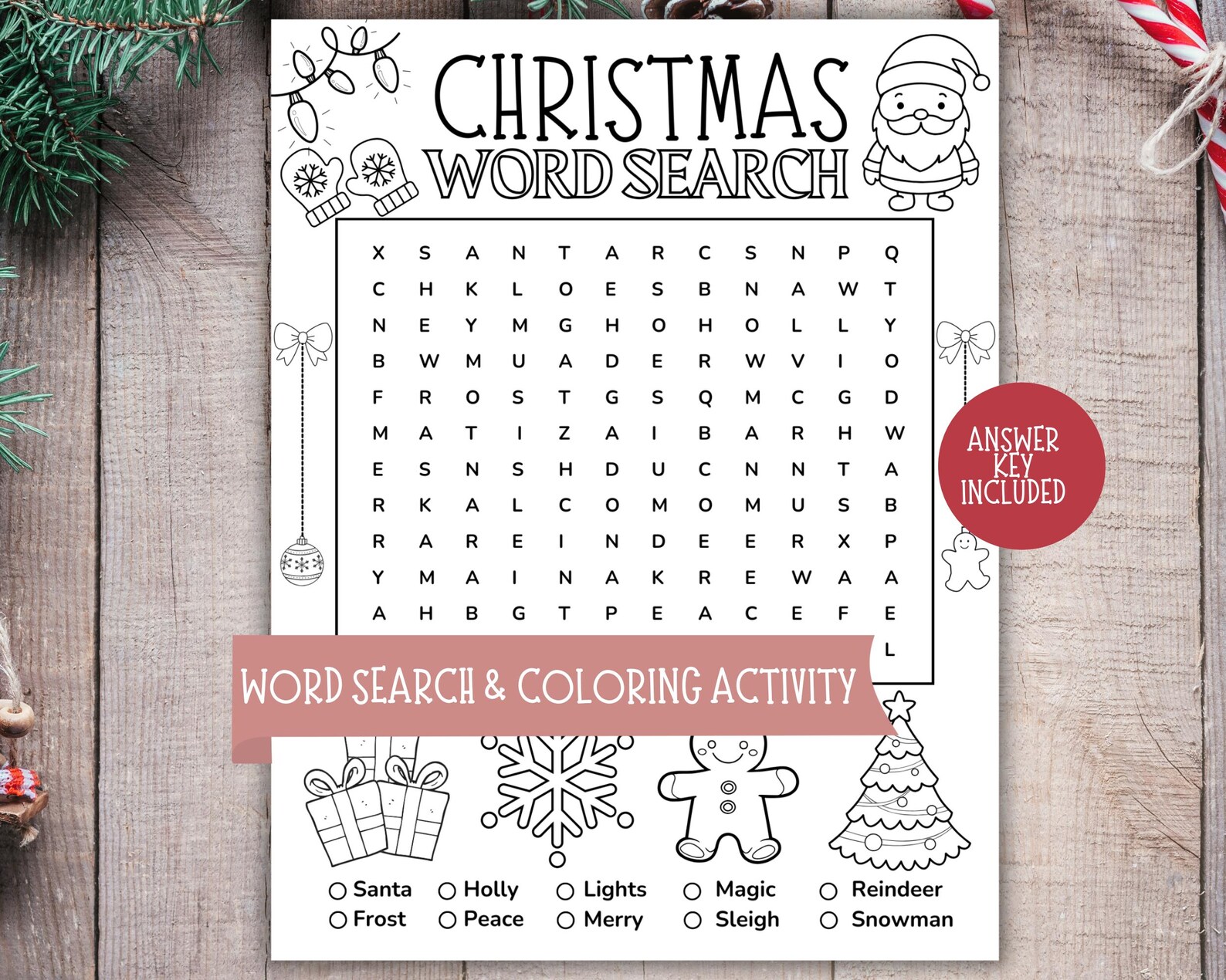 Christmas Word Search for Kids Printable, Word Search Worksheet ...