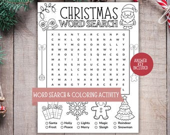 Christmas Word Search Coloring - Etsy UK