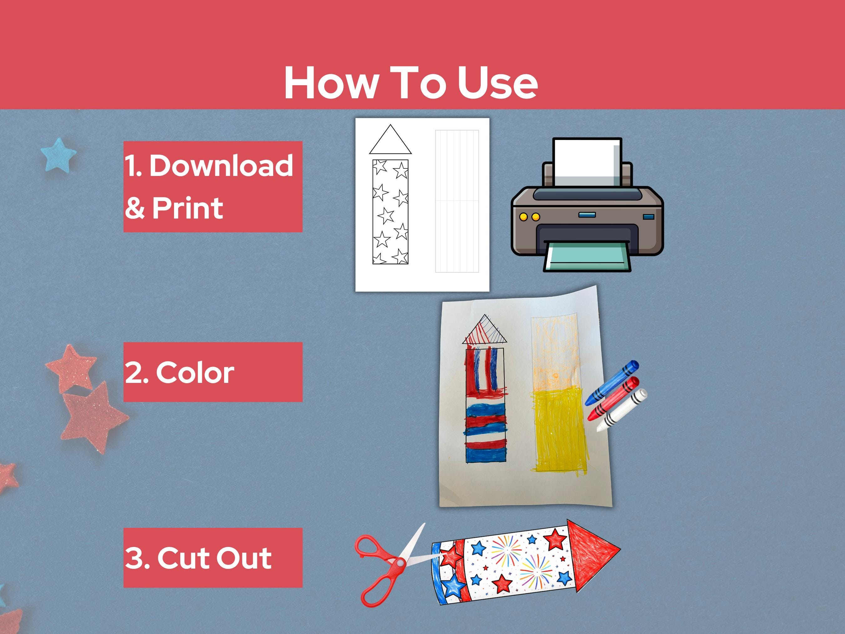 4th of July Firework Cut and Paste Paper Craft for Kids, Kids Fourth of ...
