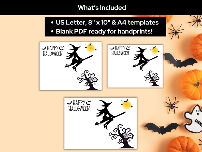 Halloween Handprint Craft, Witch and Moon Hand Print Art, Fall ...