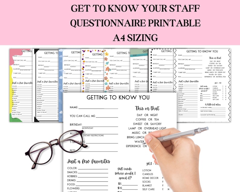 Team Building Get to Know Your Staff Questionnaire Printable, Employee ...