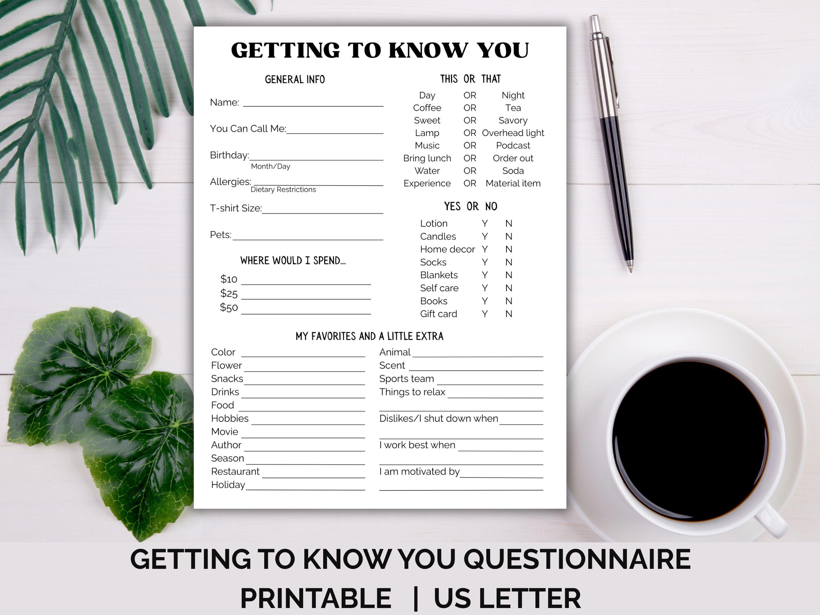 Getting to Know You, Employee Favorite Things, Team Building Get to ...