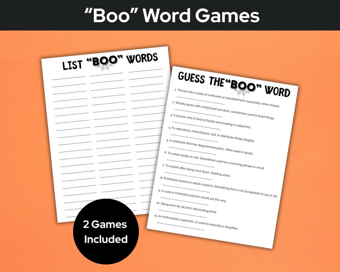 Halloween Guess the BOO Trivia Printable Game, List BOO Words Games for ...