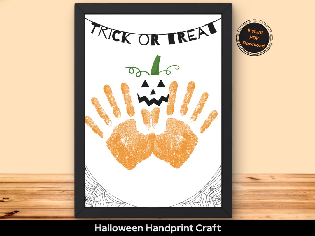Jack O Lantern Halloween Handprint Craft, Hand Print Art, Fall ...