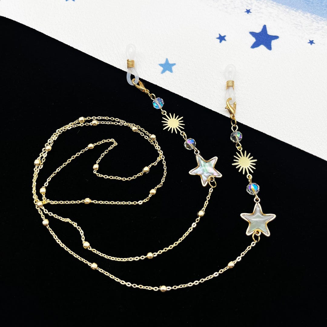Sun and Star Glasses Chains, Handmade Water Pearl Glasses Chains ...