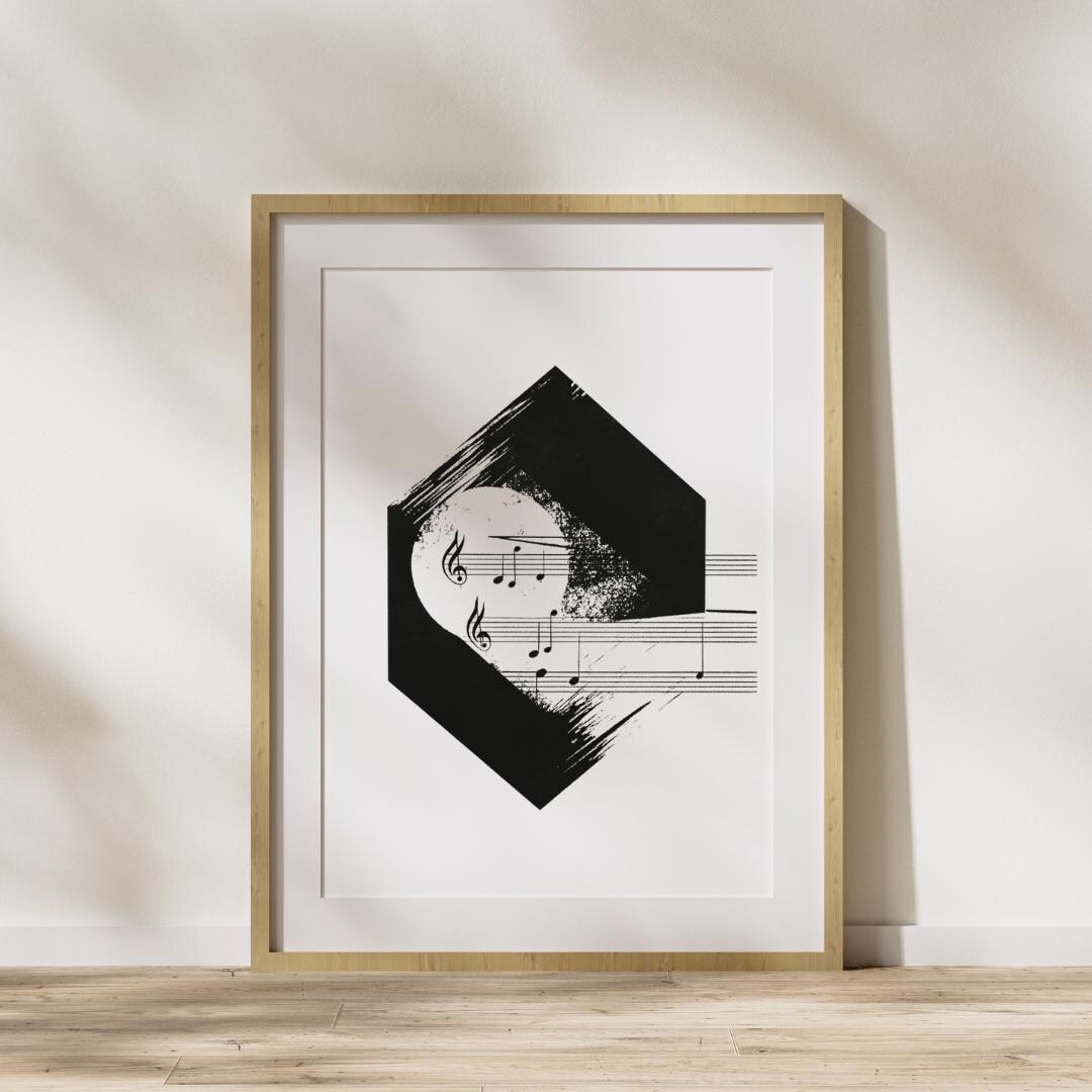 Minimalist Classical Music Art Print – Mozart Sheet Music in Geometric ...