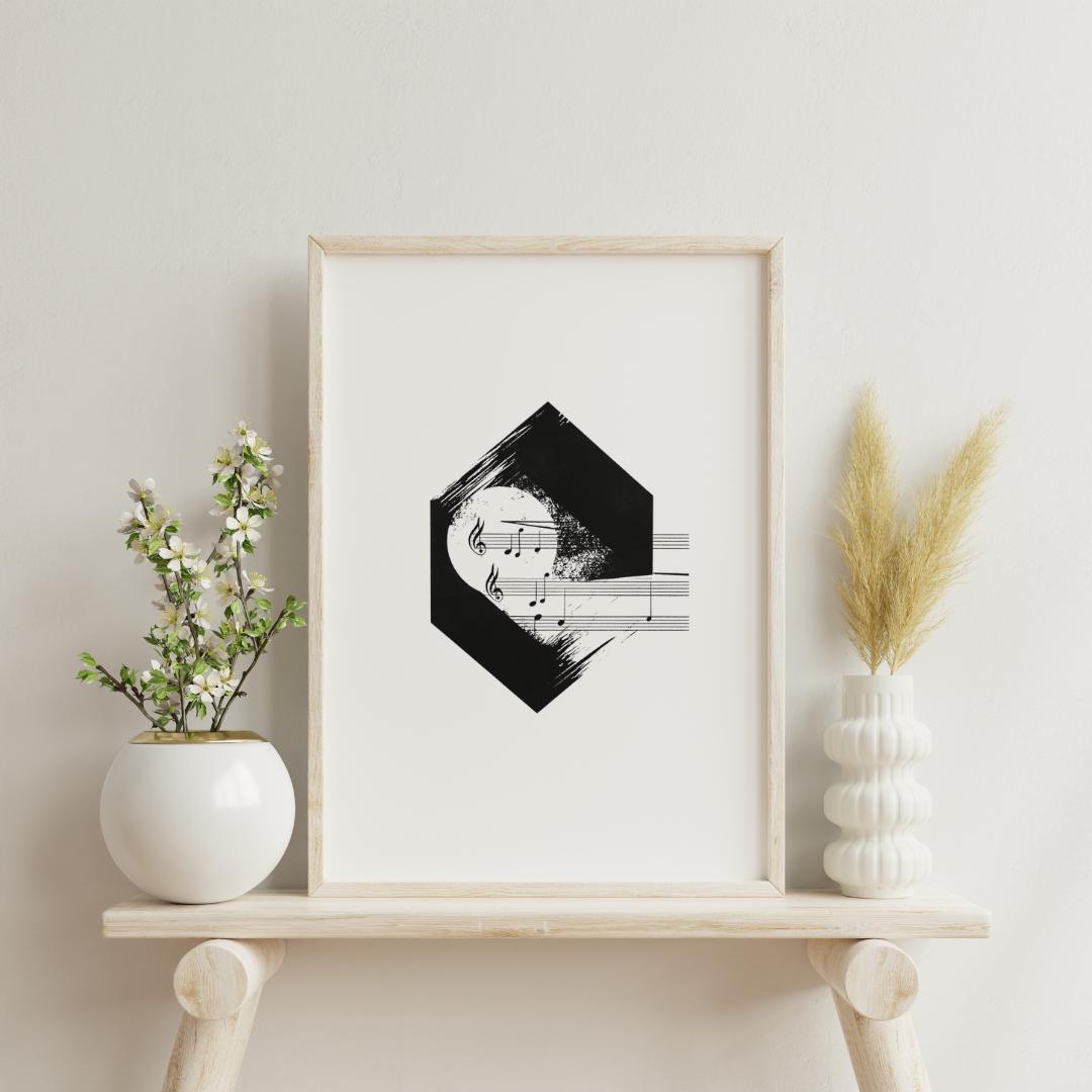 Minimalist Classical Music Art Print – Mozart Sheet Music in Geometric ...