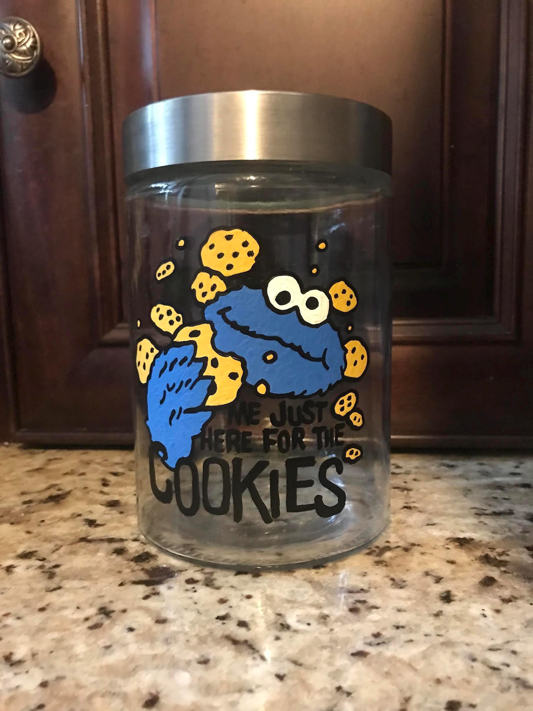 Just Here for the Cookies Hand Painted Large Glass Jar With Screw on ...