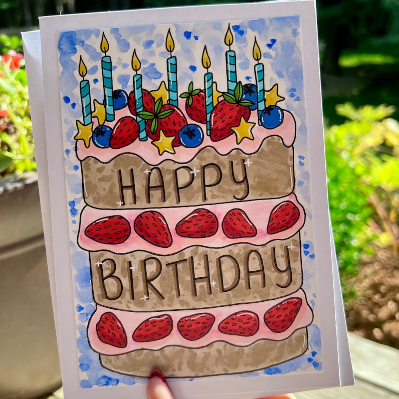 Hand Drawn Birthday Cards - Etsy