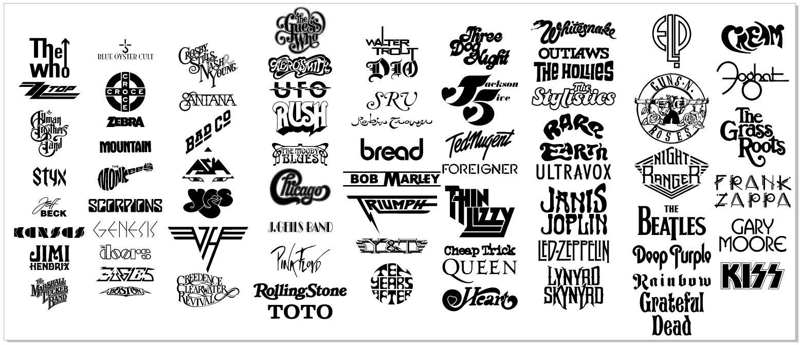 70's and 80's (74) Band Logos Black and White - Etsy