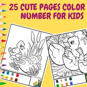 Coloring Pages by Number, 25 Digital Coloring Pages, Book for Kids ...