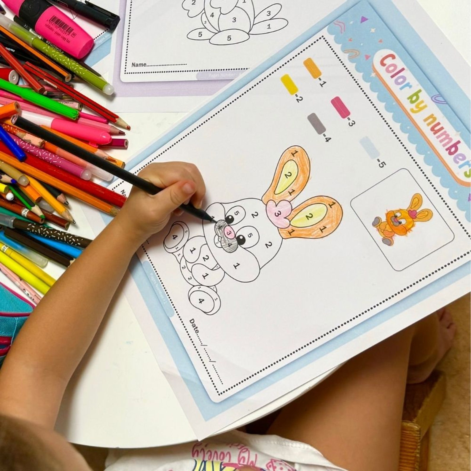 Coloring Pages by Number, 30 Cute Digital Coloring Pages, Printable ...