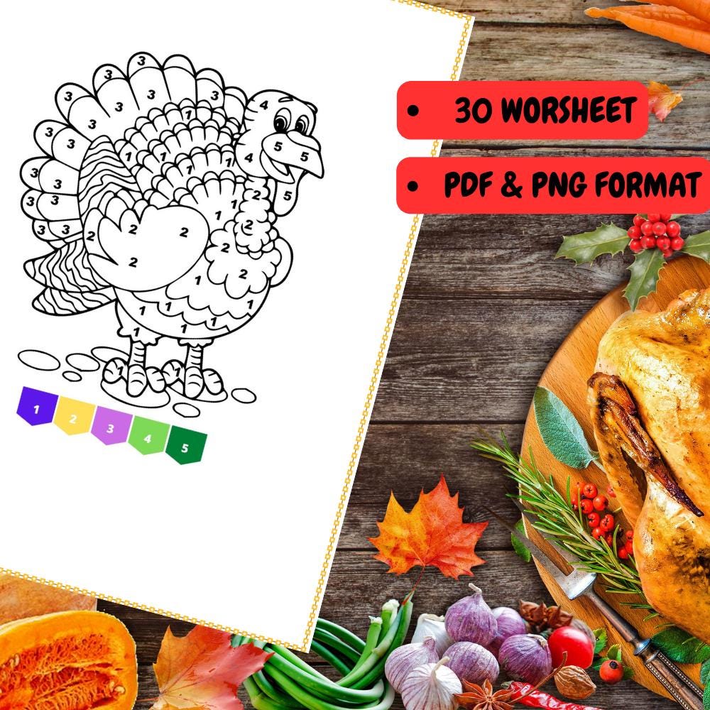 Thanksgiving Coloring Pages by Number, 30 Printable Thanksgiving Pages ...