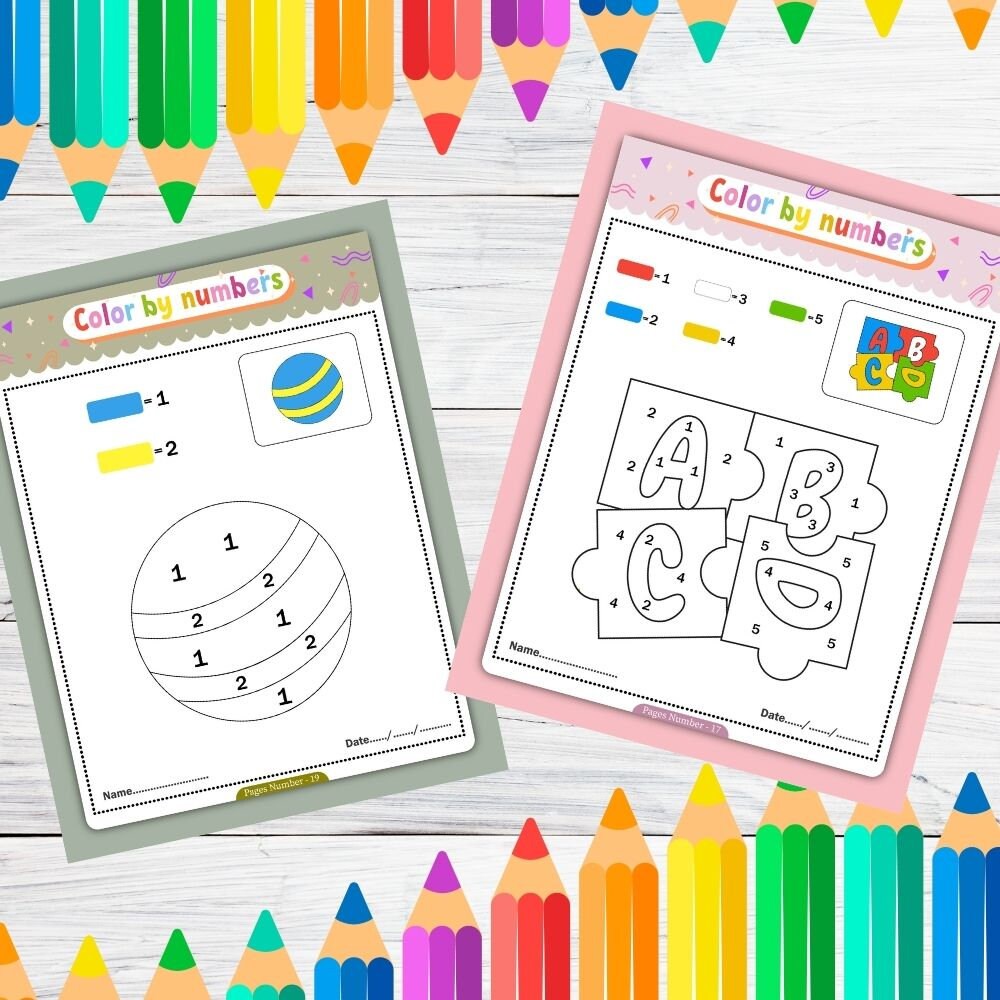 Coloring Pages by Number, 30 Cute Digital Coloring Pages, Printable ...